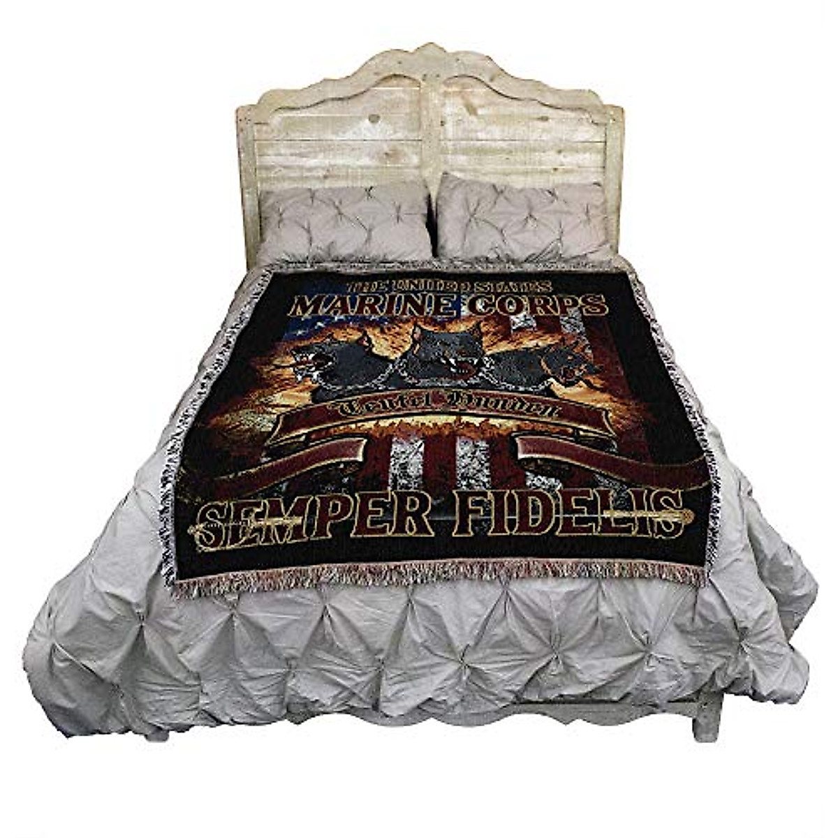 Pure Country Weavers US Marine Corps - The Devil Dog Semper Fidelis Blanket - Gift Military Tapestry Throw Woven from Cotton - Made in The USA (72x54)
