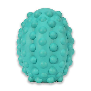 Dog Toy Topia Dog Toys ∣ Dog Toys for Aggressive Chewers ∣ Rubber Ball Dog Toys Soft Treat Dispensing Dog Toys for Large Dogs Rugby Treat Ball Toys, Turquoise, Pack 1