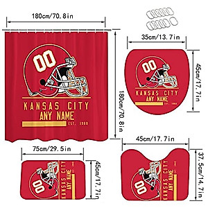 Custom Football Style Shower Curtain 4Pcs Set Personalized Bathroom Decor Gift Fashion Modern Home Supplies