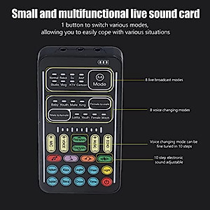 Portable Voice Changer, Handheld Bluetooth Voice Disguiser with Multiple Sound Effects, Voice Adjustable, Mini Gaming Live Sound Card for PS4/Xbox/Switch/PC/Phone(DC 5V)