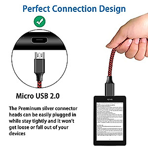 Android Charger Cord,Micro USB Cable Braided Fast Charging Cord Compatible with Kindle Fire HD 7 8 10 Tablet Moto E4 E5 G4 G5 G6 Play Samsung Galaxy J7 S7 J3 S6 Edge Note 5 4 LG G3 G4 V10 K20 K30 6ft