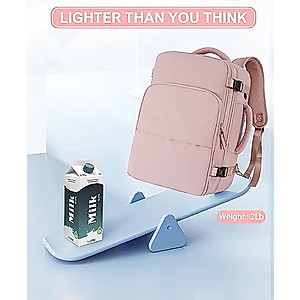 Beraliy Travel Backpack, Airline Approved Personal Item Bag, Carry On Backpack for Women,Lightweight Weekender Bag, Laptop Backpack Hiking Business Casual Daypack, Pink