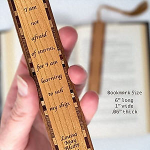 Louisa May Alcott Inspirational Little Women Quote, Engraved Wooden Bookmark - Also Available with Personalization - Made in USA