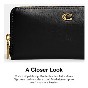 Coach Smooth Leather Slim Accordion Zip, Black