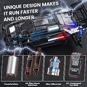 DEERC 9206E DIY Extra Shell 1:10 Scale Large RC Cars,48+ KM/H Hobby Grade High Speed Remote Control Car for Adults Boys,All Terrain 4WD 2.4GHz Off Road Monster RC Truck with 2 Battery for 40+ Min Play