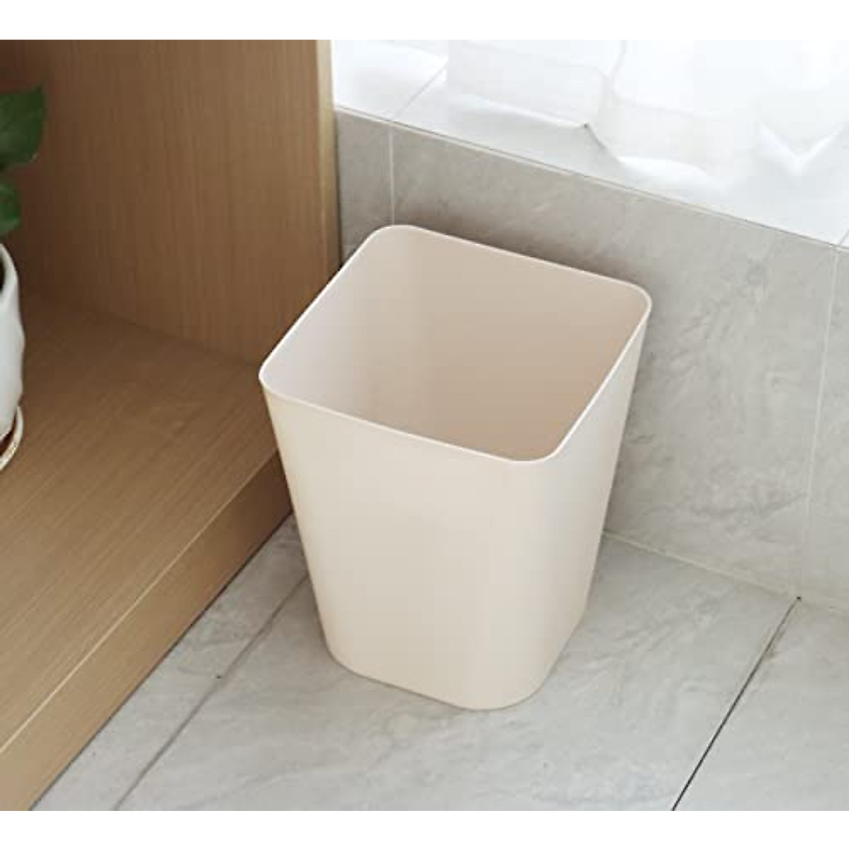 SAROSORA Small Trash Can 1.6 Gallon 3-Pack Trash Basket Mini Garbage Can - for Office, Kitchen, Livingroom, Bathroom, Bedroom (Beige, 3)