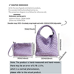 JINMANXUE 2 Pcs Handmade Woven Handbags For Women Shoulder Bag Female Fashion Beach Crossbody Purses Ladies Bucket Bag (Milk tea)
