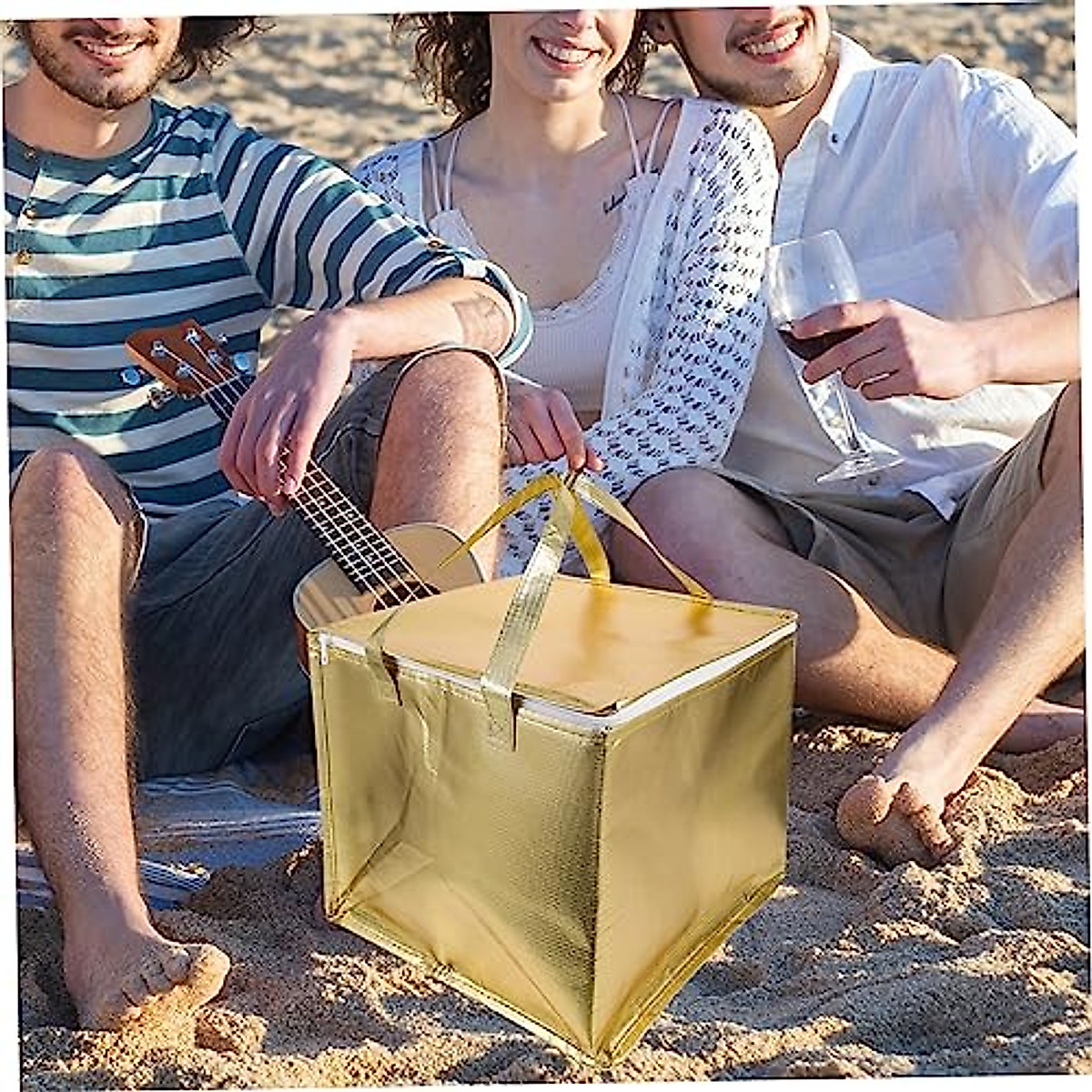 Reusable Grocery Bag Insulation foldable grocery shopping tote food transport cooler insulated bento Food Delivery Storage aluminum Stands Upright Warmer Grocery Delivery Bag