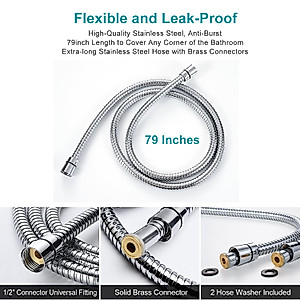 GwernKB Handheld Shower Head with On Off Switch 8-Mode High Pressure Showerhead with 79 Inches Extra-long Stainless Steel Hose and Bracket PLUS Extra Low-Reach Adhesive Wall Mount for Kids,Silver