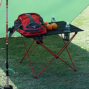 Outry Lightweight Folding Table with Cup Holders, Portable Camp Table (L - Unfolded: 29.5" x 22" x 21")