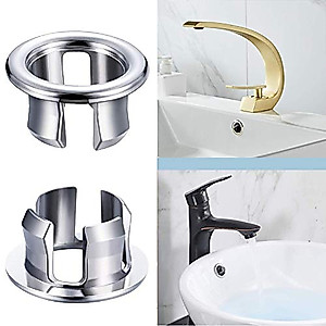 Super More 6 Pack Vanity Sink Overflow Cover Basin Sink Ceramic Bathroom Vessel Kitchen Basin Trim Remplacement Round Caps Insert in Hole (Silver ABS Plastic)