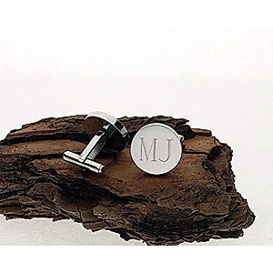 Personalized Custom Monogram Initial Round Classic Cufflinks Cuff Links Stainless Steel for Man Engraved Free