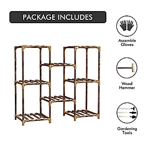 New England Stories Plant Stand Indoor, Outdoor Wood Plant Stands for Multiple Plants, Plant Shelf Ladder Table Plant Pot Stand for Living Room, Patio, Balcony, Plant Gardening Gift