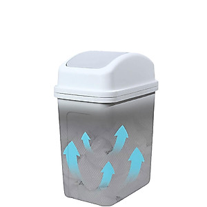 Plastic Swing Top Garbage Buckets, Kitchen Trash Can, Trash Can with Lid, 360 ° Sliding Lid, 2024 Upgraded Plastic Swing Top Trash Can, Bathroom Trash Can 3 Colors (Light Gray)