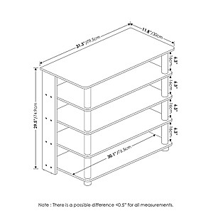 Furinno Turn-N-Tube 5 Tier Wide Shoe Rack, Americano, Stainless Steel Tubes