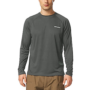 BALEAF Men's Sun Protection Shirts UV SPF T-Shirts UPF 50+ Long Sleeve Rash Guard Lightweight Hiking Summer Deep Gray Size XL