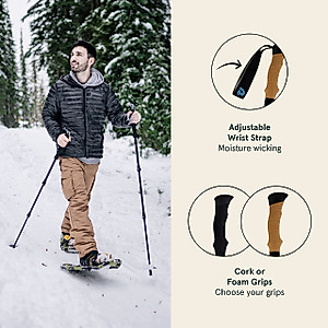 Retrospec Solstice Hiking Poles for Men & Women - Adjustable and Collapsible Lightweight Walking & Trekking Sticks - Aluminum w/ Cork or Foam Grip