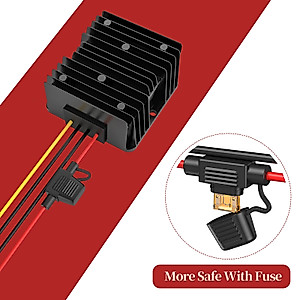 24VDC to 12VDC Converter 15A 180W, 18V to 12V Converter with Fuse Waterproof and Wire Terminal Block, Converter 24V to 12V for Cart LED Light Truck Vehicle Boat Solar System (Accept DC 15-40V Inputs)