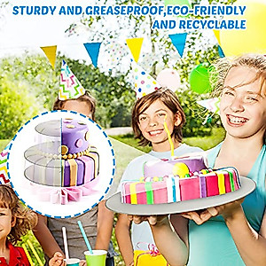 112 Pieces Cake Board Kit Sturdy Round Cake Board 4 Inch, 6 Inch, 8 Inch, 10 Inch with Parchment Paper Round and Plastic Cake Dowel Rod Cake Separator Plate for Tiered Cake for Party Wedding Birthday