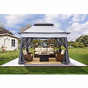 COOSHADE 11x11Ft Easy Pop Up Gazebo Tent Instant Outdoor Canopy Shelter with Mosquito Netting Walls(Dark Grey)