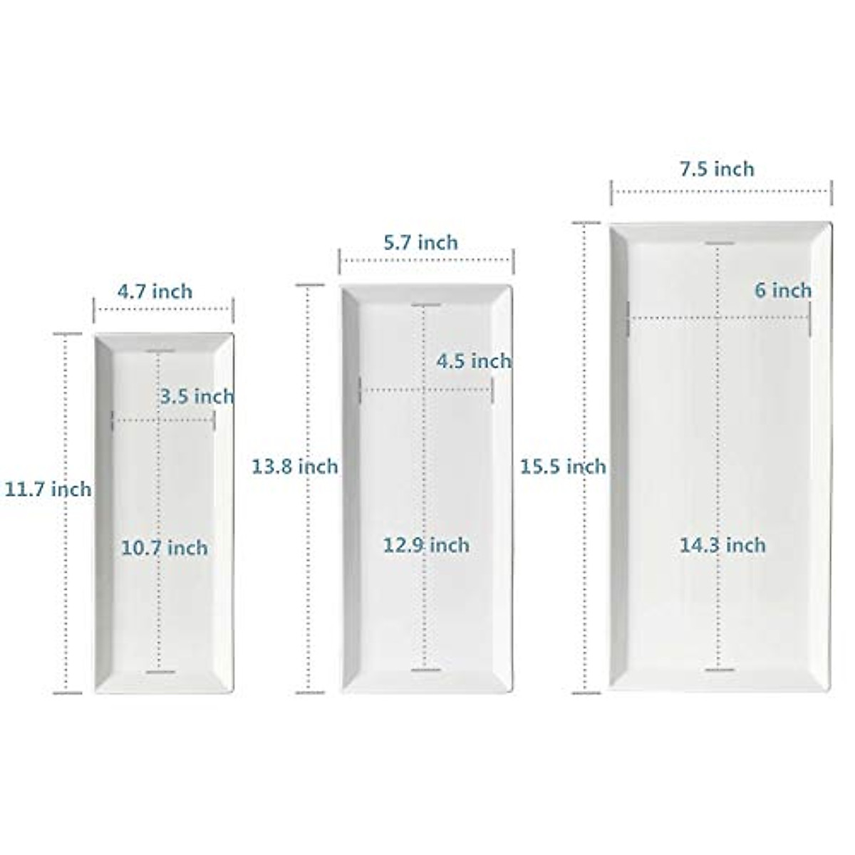 Sweese 706.101 White Serving Platters for Entertaining - Rectangle Porcelain Serving Plates - Excellent as Trays for Serving Food, Fruit, Appetizers in the Paty - Set of 3