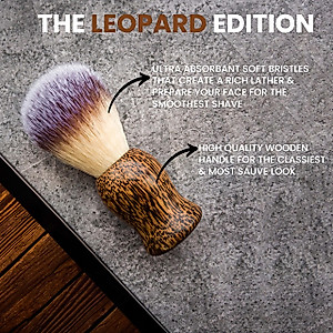 RUBAB MEN Premium Soft Shaving Brush for Men |Leopard Edition| Experience Luxury Shaving with Cruelty-Free Bristles & Classic Wooden Handle | Designed & Crafted in India