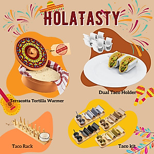 Mexican Terracotta Tortilla Warmer Thanksgiving, Authentic Terra Cotta Tortilla Holder w Warmer Cloth, Natural Clay Heater & Tortillero - Hold 8 inch Flour Tortillas, Warmer for Roti Bread Pancakes