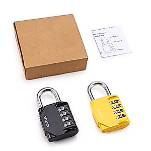 ORIA Combination Lock, (Newest)4 Digit Combination Padlock Set, Metal and Plated Steel Material for School, Employee, Gym or Sports Locker, Case, Toolbox, Hasp Cabinet and Storage, Black&Yellow, 2PCS