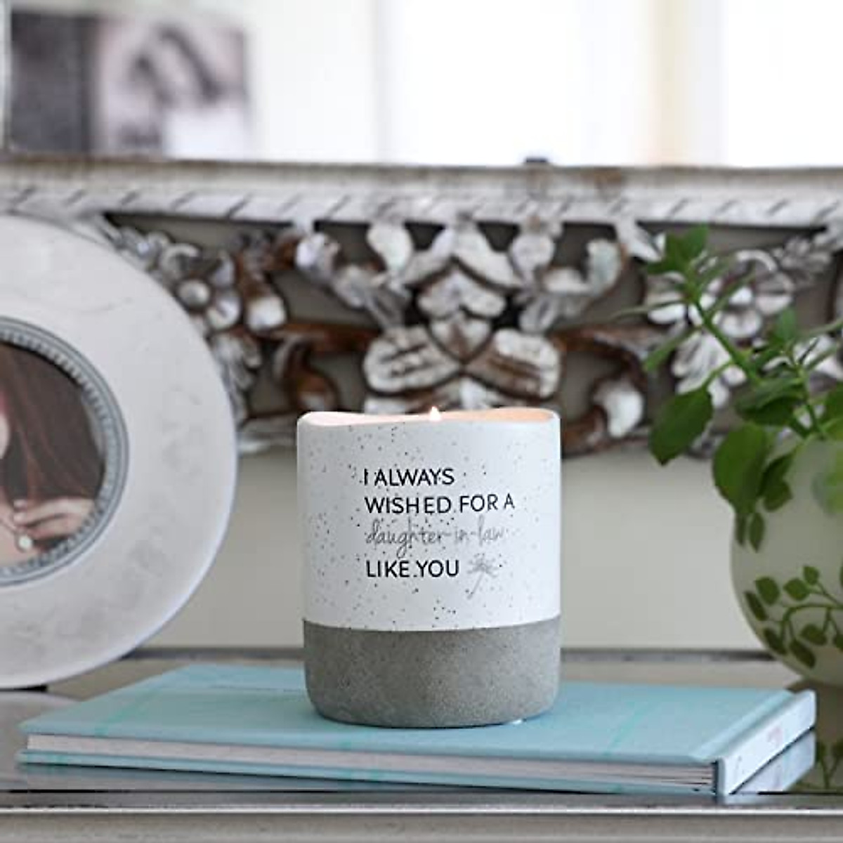 Pavilion - I Always Wished for A Daughter-in-Law Like You - 10-Ounce Surprise Hidden Message Natural Soy Wax Candle Cotton Scented, 1 Count (Pack of 1), 3.5” x 4”