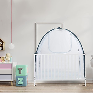 YOMECHEO Baby Crib Tent, Baby Safety Net for Cribs to Keep Baby from Climbing Out, Stable Structure Design with Strong Rods, See-Through Mesh Crib Mosquito Net