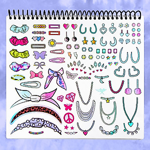 Fashion Angels Make-up & Hair Design Sketch Portfolio (11452) Sketchbook for Beginners, Sketchbook with Stencils and Stickers for Ages 6 and Up