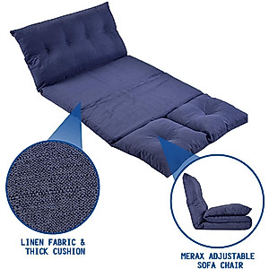 Merax Floor Sofa, Foldable Lazy Sofa Sleeper Bed, Adjustable Lounge Sofa Gaming Sofa Floor Couches with 5-Position for Bedroom, Living Room, and Balcony, Burgundy, Navy Blue