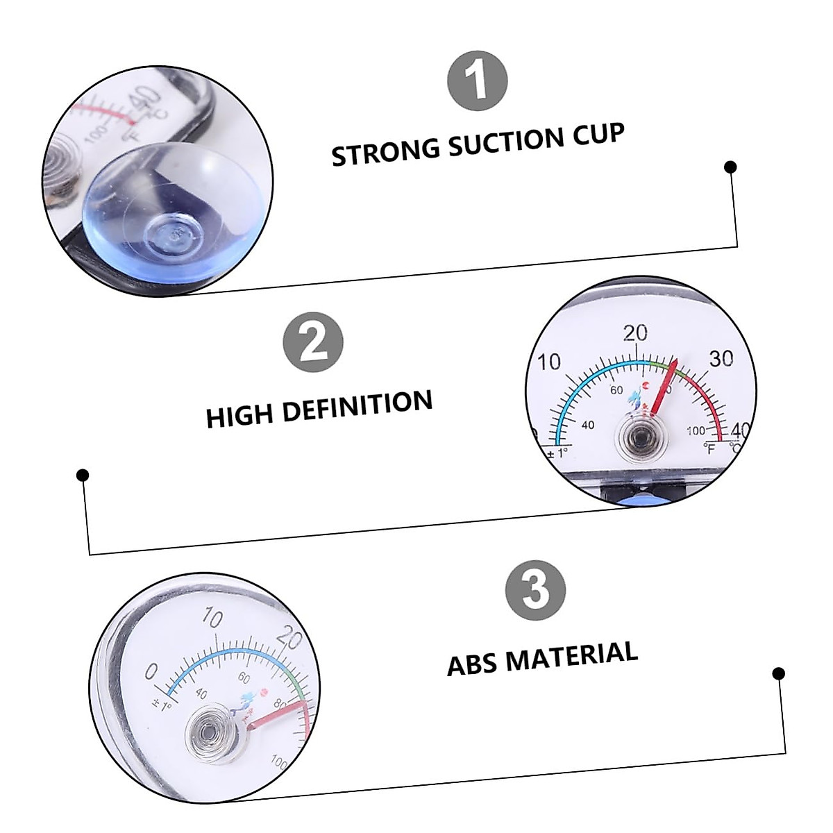 BESPORTBLE 4pcs Pointer Thermometer Aquarium Patch Thermometer Dial Thermometer Water Thermometer Fish Thermometer