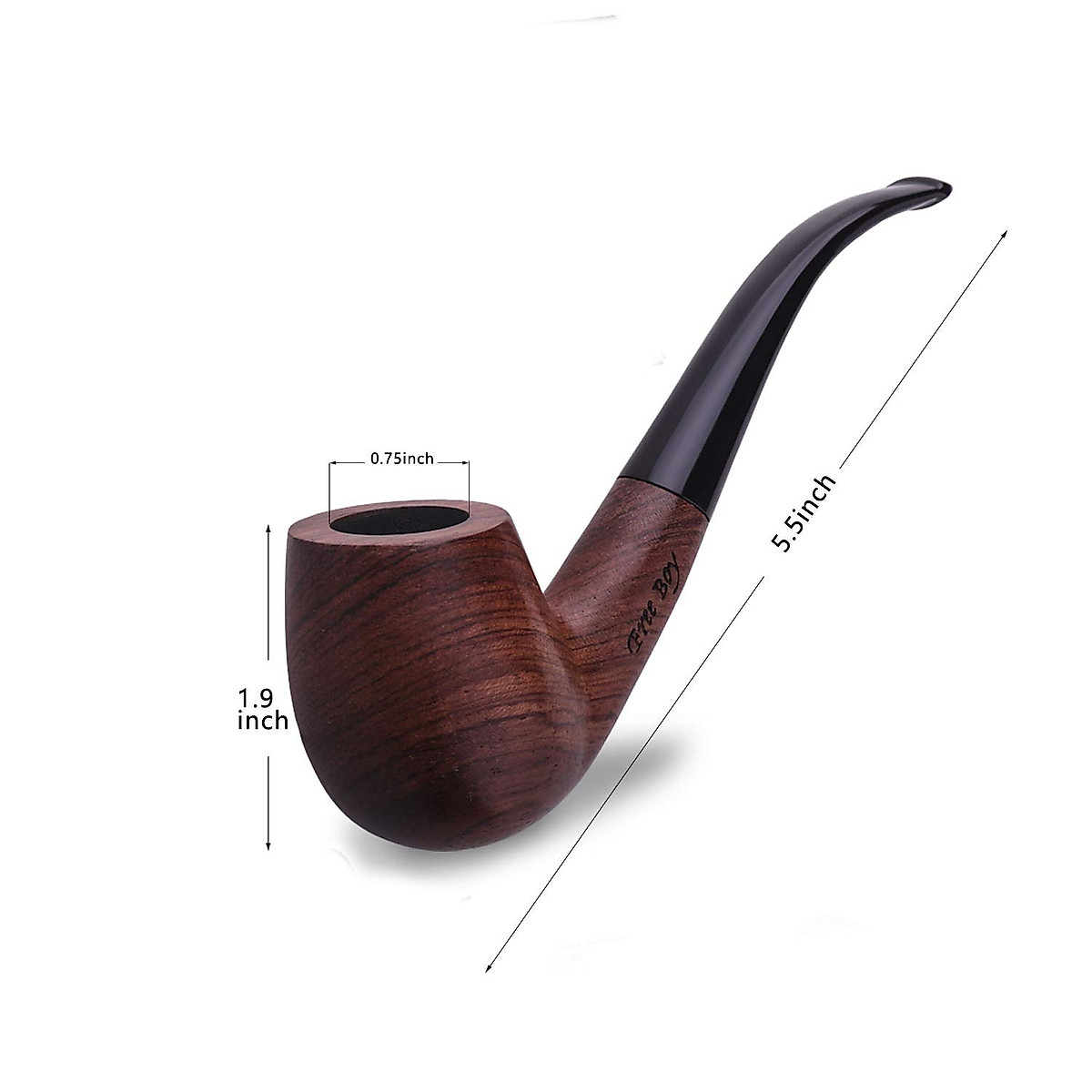 Free Boy Tobacco Pipe Handmade Wooden Bent Tobacco Pipe with Accessories