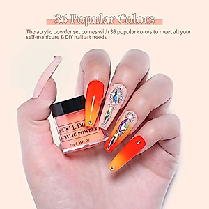 36 Colors Acrylic Powder Set - NICOLE DIARY Popular Acrylic Nail Powder Starter Set for Nail Extension, Nail Carving, Nail Salon & DIY Manicure at Home