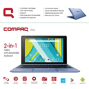 Compaq 10" HD IPS 2GB RAM 32GB Storge Quad-Core Android Tablet with Docking Keyboard (Slate Blue)