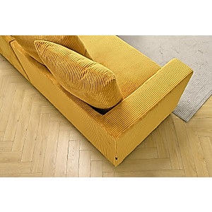 Container Furniture Direct Luxe Oversized Two-Piece Sectional Couches for Living Room, 102.4-Inch L Shaped Sofa with Chaise, Upholstered with Corduroy Fabric, Ginger Yellow -Left Facing