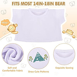 Skylety 6 Pcs Bear Clothes Basic Bear Tee Shirt Classic Stuffed Animal T Shirt Plush Bear T Shirt Crew Neck Bear Clothes for Stuffed Bears Doll with 14 - 18 Inch(White)