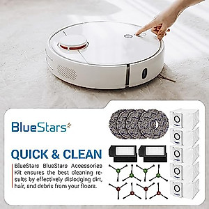 BlueStars Durable Replacement Accessories Parts Kit Fit Compatible with ECOVACS DEEBOT X1 Omni/ X1TURBO/ X1 Plus Robot Vacuum Cleaners (4 x mop pad, 5 x dust Bag, 2 x HEPA Filter, 8 x Side Brush)