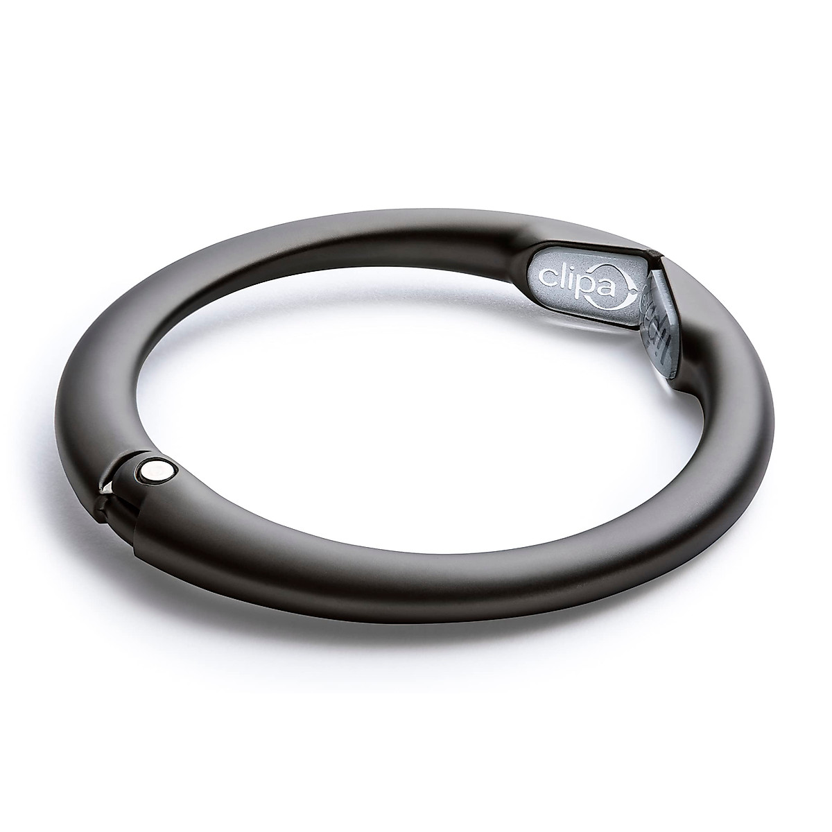 Clipa Bag Hanger - Matte Black PVD - The Ring That Opens Into a Hook and Hangs in Just 1/2" of Space, Holds 33 lbs., 3 yr. Warranty