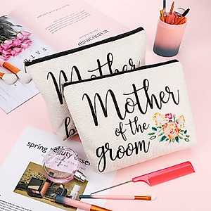 Weewooday 2 Pack Mother of the Groom and Bride Gifts Makeup Bags Floral Canvas Cosmetic Travel Toiletry Bag for Mom Mother in Law Wedding Engagement Gift