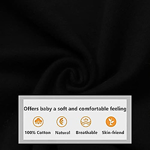 DEFAHN Baby Side Snap Kimono Bodysuit Long Sleeve with Mitten Cuffs 100% Cotton 3-Pack Unisex Onsies for Newborn Boy Girl (3Pc BK-WH-GY, Newborn)