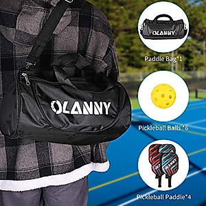 OLANNY Pickleball Paddles Set | Pickleball Set Includes 4 Pickleball Paddles + 6 Balls+ 4 Replacement Soft Grip + 1 Portable Carry Bag | Premium Rackets Face & Polymer Honeycomb Core