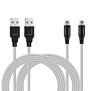 BATSOEASY 2 Pack 5ft 3DS/ 2DS USB Charger Cable, Nylon Braided Power Charging Cord Cable Compatible with Nintendo New 3DS XL/New 3DS/ 3DS XL/ 3DS/ New 2DS XL/New 2DS/ 2DS XL/ 2DS/ DSi/DSi XL