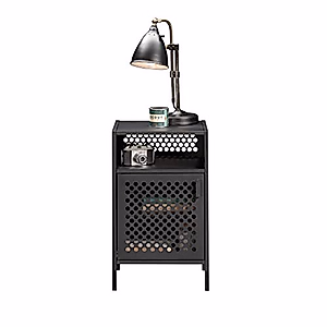 Sauder Boulevard Café Night Stand, L: 14.49" x W: 14.96" x H: 24.02", Black Finish