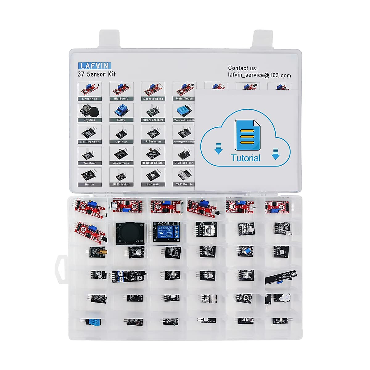 LAFVIN 37 in 1 Sensor Module Kit for R3 Board Mega2560 Mega328 Nano Compatible with Arduino IDE with Tutorial