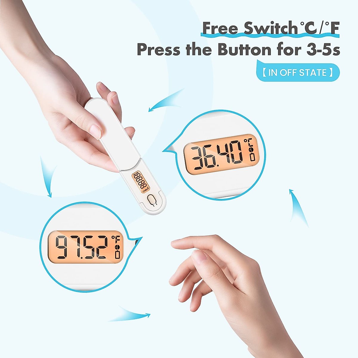Femometer Basal Body Thermometer, Basal Thermometer for Ovulation, BBT for Fertility Tracking, Soft Backlight and Memory Recall, FM-VC-301(White)