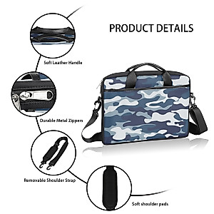 Retro Camo Laptop Computer Bag Waterproof Shoulder Messenger Bag 13-15 inch Durable Laptop Tote Bag with Shoulder Strap Handle Lightweight Crossbody Briefcase