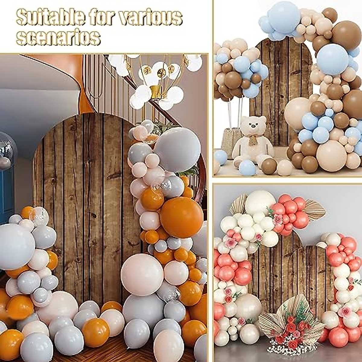 JASREE 7.2FT Rustic Wood Arch Cover Spandex Fitted Wedding Arch Stand Backdrop Covers 2-Sided Round Top Chiara Arch Backdrop Cover for Birthday Party Baby Shower Banquet Decor(4x7.2ft,No Frame)