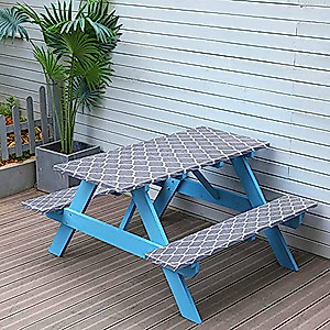 frtzal Vinyl Picnic Tablecloths and Bench Covers, Camping Tablecloth Picnic Pable Bench Covers with Elastic Waterproof Picnic Table and Bench Seat Covers for Outdoor Patio Park